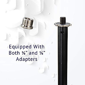 LyxPro Microphone Stand Boom Arm Tilting Rotating Floor Podium Stage or Studio Strong Durable And Foldable Height 38.5"- 66" Extends Arm to 29 3/8" Comes With 3/8" and 5/8" mount Adapter