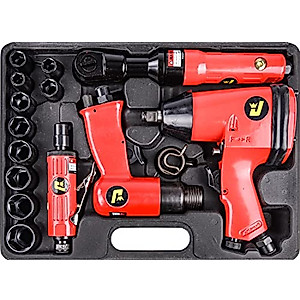 JEGS 81151 Air Tool Kit Includes Impact Wrench Ratchet Wrench Hammer Die Grinder
