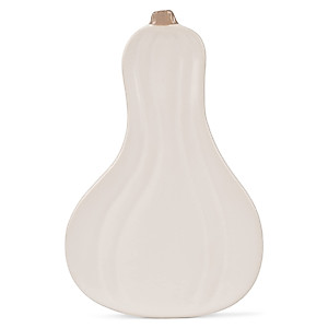 Nat & Jules Pumpkin Gourd Shaped 6.5 x 4 Inch Ceramic Spoon Rest: Cheerful Fall & Thanksgiving Decorations for Indoor Home Kitchen & Table Décor & Centerpiece, Cream