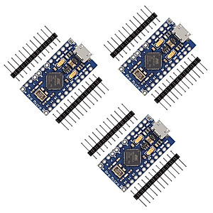 ACEIRMC Pro Micro for Atmega32U4 5V 16MHz Bootloadered IDE Micro USB Pro Micro Development Board Microcontroller Compatible for Pro Micro Serial Connection with arduino Pin Header (3pcs)