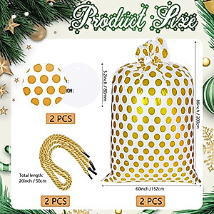 Sabary 2 Pcs 80 x 60 Inch Jumbo Bike Gift Bags Large Thicken Christmas Gift Bags Plastic Oversized Bags White and Gold Dots Xmas Holiday Bicycle Bags for Treat, Goodies, Party, Gift Wrapping Supplies