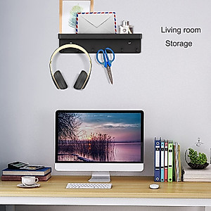 HAYAN Key Holder for Wall, Wall Mount Mail Key Hanger Organizer Shelf, Key Hooks Rack, Small Key Hanger for Home Entryway, Hallway, Kitchen, Office - Black