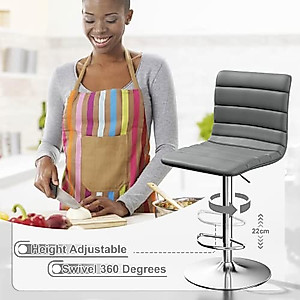 NicBex Swivel Bar Stools Modern PU Leather Adjustable Barstools, Kitchen Island Counter Bar Stools Set of 2,(Grey Color)