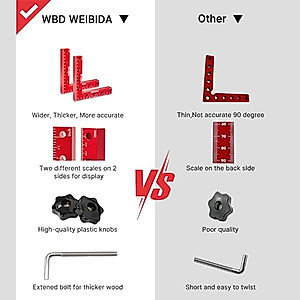 W B D WEIBIDA 90 Degree Clamps For Woodworking, Positioning Squares Right Angle Clamps 2 Pack, 5.5" X 5.5" (140 x 140mm) Aluminum Alloy Corner Clamps Tools For Cabinets, Picture Frame, Drawers