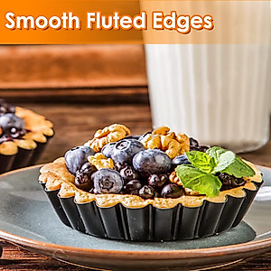 Cyimi Mini Tart Pan Set of 12, Non-Stick 4 Inch Quiche Pan, Removable Bottom Tart Pan for Pies, Quiche Bakeware, Cheese Cakes, Desserts and more