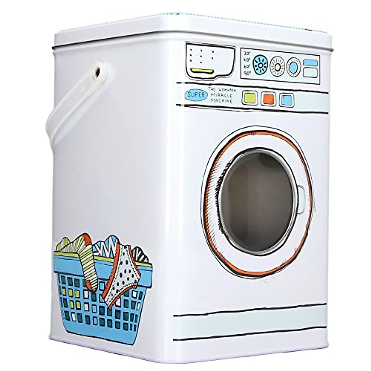 Washing Powder Container, Multifunctional Iron Material Cartoon Pattern Laundry Detergent Container Large Capacity with Lid for Storage