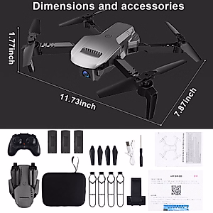 Drone with Camera for Adults 4k FPV 120° wide-Angle WiFi RC Quadcopter Long flight time (3 Batteries) Helicopters Flips RTF