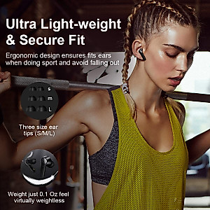 flymory Wireless Earbuds Active Noise Cancelling, Extra Deep Bass Earphones, Bluetooth 5.0 Headphones, IPX5 Waterproof, Touch Control Stereo Big Bass Cordless Headsets(Mini-Black)