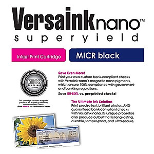 VersaInk-Nano HP 63 MS Black MICR Ink Cartridge for Check Printing