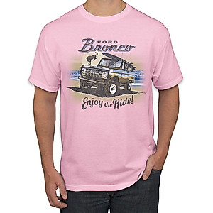 Classic Vintage Ford Bronco Enjoy The Ride Cars and Trucks Men's Graphic T-Shirt, Light Pink, Large