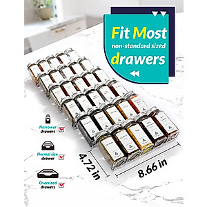 LaVie Home Expandable Spice Tray for 9" to 17" Wide Drawer, 6pcs Combinable Clear Racks (3 or 6 Tiers), Up to Store 30 Seasoning Jars, for Small/ Narrow Cabinet Drawer