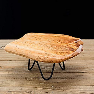 TJ Global Natural Edge Wooden Stand with Hairpin Legs for Displaying Cakes, Plants, Candles, Decor (L9 x W8.5 x H4)