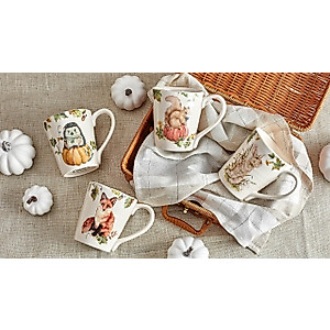 Bico Woodland Critters Ceramic Mugs, Set of 4, for Coffee, Tea, Drinks, Microwave & Dishwasher Safe