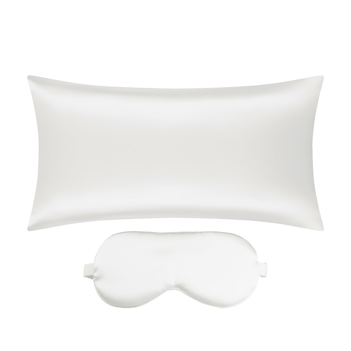 uxcell Satin Pillowcase for Hair and Skin with Hidden Zipper, Breathable and Soft Pillow Case with Sleep Mask, Set of 2 King (20"x36") White