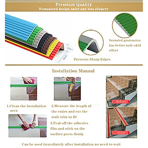 48Inch Stair Nosing, Vinyl Rubber Stair Edge Protector, Stair Nose Molding, Stair Edging, Stair Edge Trim Waterproof for Outdoor Indoor Brown