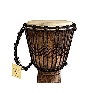 Djembe Drum Solid Wood Deep Carved Bongo Congo African Drum - 12" HIGH MED SIZE - Professional Quality - NOT MADE IN CHINA - JIVE BRAND (Dolphin)