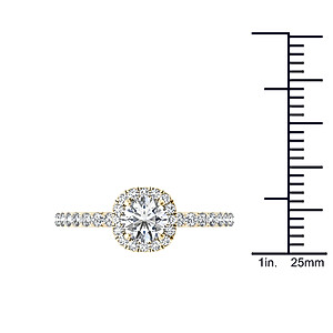 De Couer 14k Yellow Gold 1ct TDW Diamond Single Halo Engagement Ring (H-I, I2) (8.5)