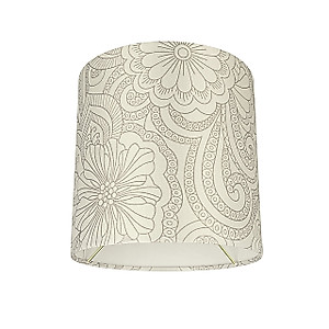 Aspen Creative 58402, Drum Uno Lamp Shade, White & Grey, 10" Top x 10" Bottom x 10" Height, Slip UNO 36mm