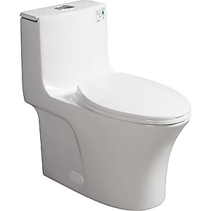 Modern Bidet Toilet Seat, One Piece Toilet with Comfort Chair Seat For Bathroom, Elongated Toilet with Soft-Close Seat, Toilet Bidet, Dual-Flush Functionality, Hotel (Gloss White III)
