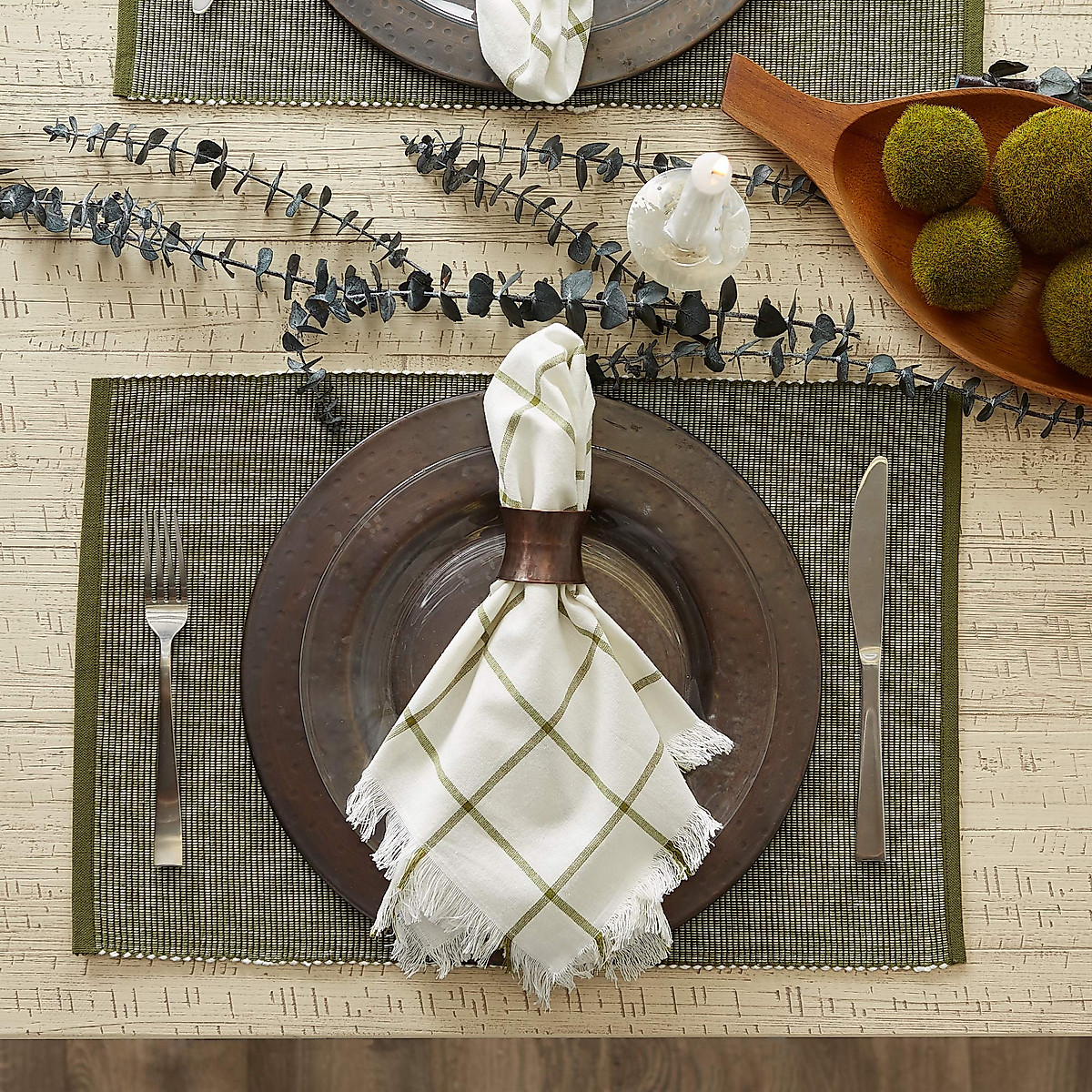 DII Two-Toned Collection Tabletop, Placemat Set, Sage, 6 Piece