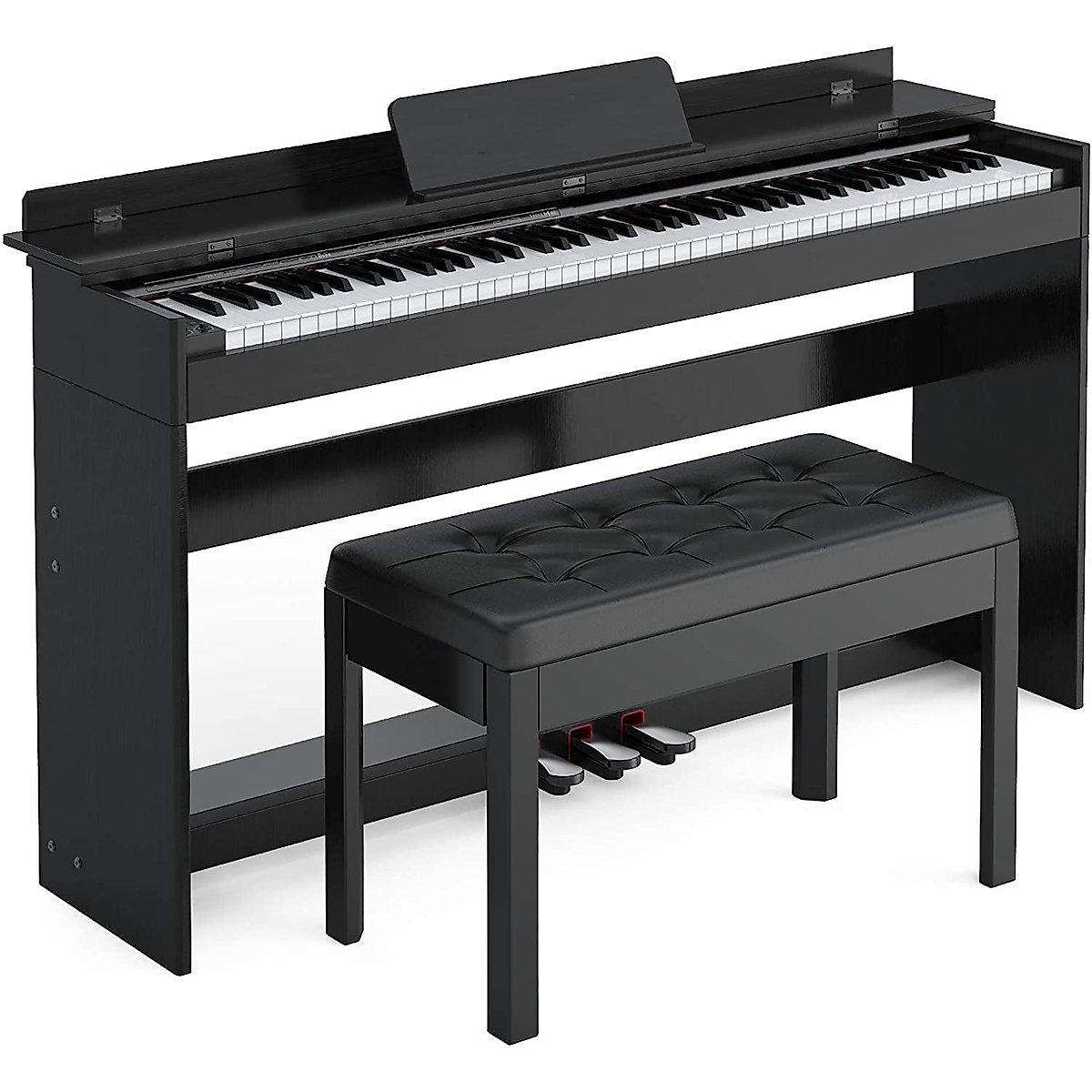 Setting 88-Key Weighted Digital Piano, Electric Upright Piano with 3-Pedal Unit Board, LCD Screen, Multi-Functional Full Size Keyboard and Power Adapter(Black(with Bench)), 53.5 x 29.9 12.2 Inch