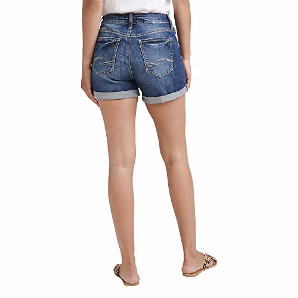 Silver Jeans Co. Women's Elyse Mid Rise Short, Med Wash EAF395, 33W x 4L
