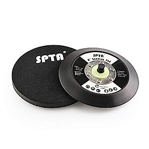 SPTA 6"(150mm) Backing Pad Hook and Loop Backing Plate 5/16"-24 Thread DA Air Random Orbital Sander/Polisher Backing Pad with 6" Interface Cushion Pad for Sanding Finishing Polishing Buffing
