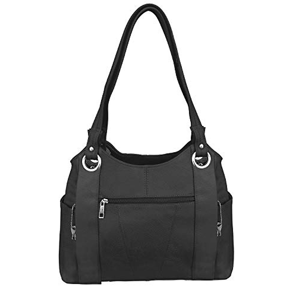 Roma Leathers Leather Locking Concealment Purse - CCW Concealed Carry Gun Shoulder Bag (Black)
