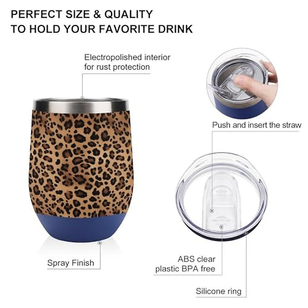 WYUSPGK 304 Stainless Steel Insulated Cup, Leopard Print Print Smooth Rim, Durable & Reusable - Perfect for Office, Home, And Travel