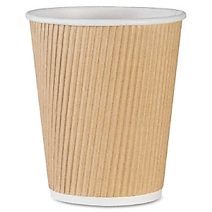 NYHI Set of 150 Ripple Insulated Kraft Paper Cups – Coffee/Tea Hot Cups | Recyclable |3-Layer Rippled Wall For Better Insulation | Perfect for Cappuccino, Hot Cocoa, or Iced Drinks (10 oz)