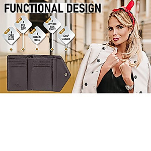 Daisy Rose Trifold Wallet for Women – Multi-Card Organizer with RFID-Blocking Clutch for Women, PU Vegan Leather – Leopard