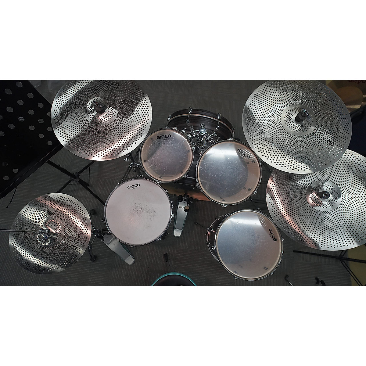 Batking Low Volume Cymbal Pack,60%-70% 14/16/18/20” Quiet Cymbals Practice Set Of 5 Pcs Practice With Cymbal Felt and Sleeve