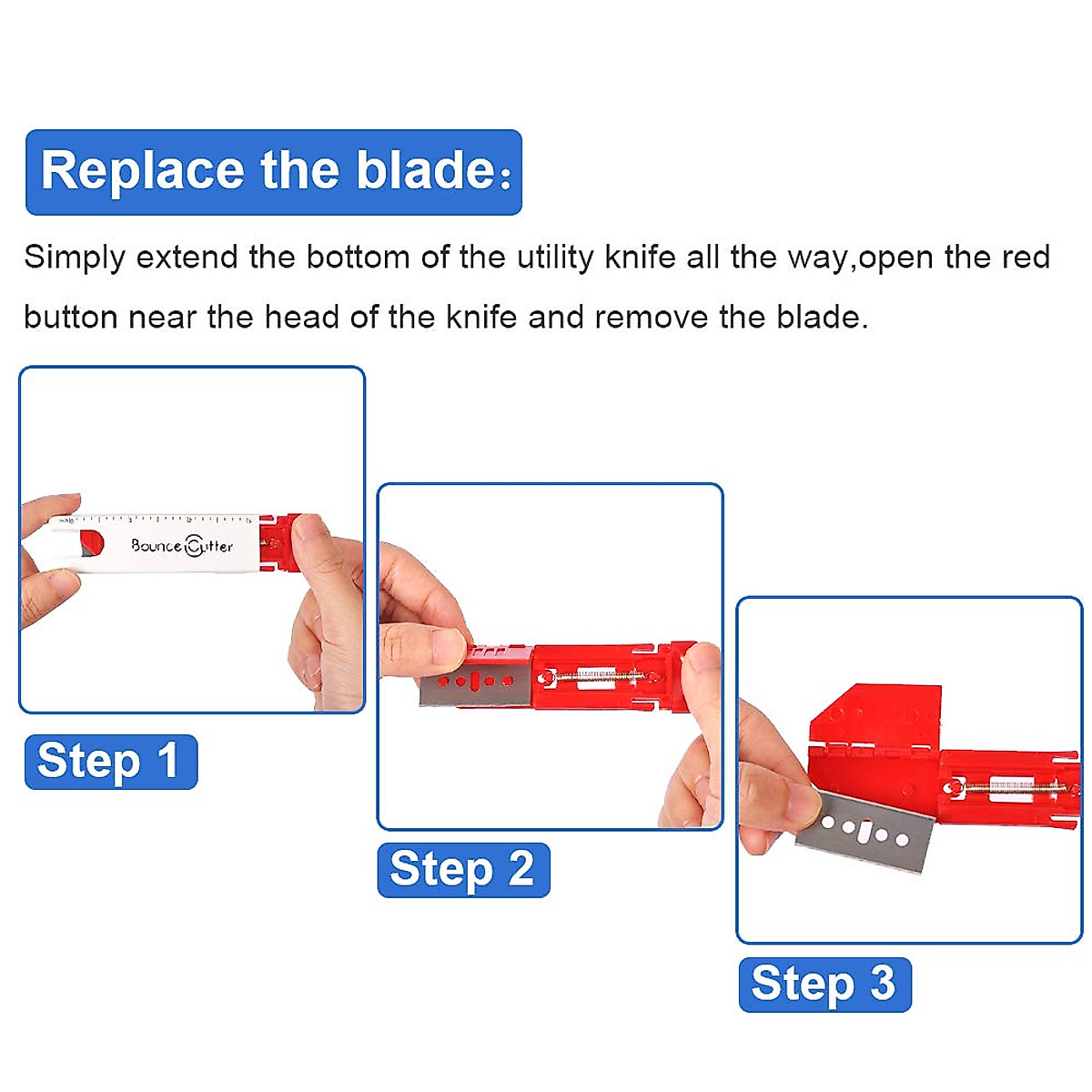 UCEC Utility Knife Blades, 10Pcs Box Cutter Replacement Blades for UCEC Utility Knives with Storage Box
