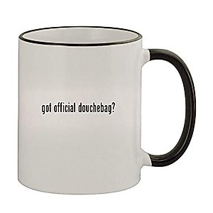 Knick Knack Gifts got official douchebag? - 11oz Colored Handle and Rim Coffee Mug, Black