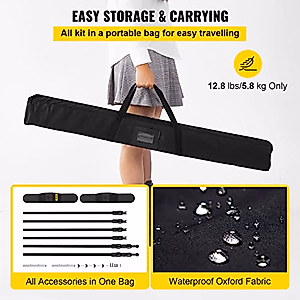 VEVOR 8 X 8 Ft Banner Stand Adjustable Height and Width Display Backdrop Lightweight Portable Trade Show Wall for Photography