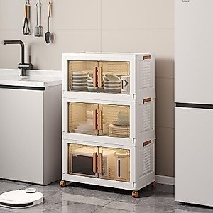 NLDD Storage Bins with Lids,78 Quart Plastic Bins with Lids,Large Closet Organizers, 3 Packs Collapsible Storage Bins with Wheels,Double Door Stackable Bins for Clothes,Home