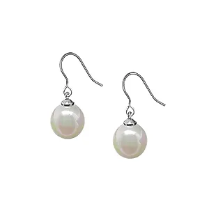 Limerencia Titanium Dangle Earrings, Shell Pearl Drop Earrings, 10 mm Lightweight Drop Earrings Hypoallergenic for Sensitive Ears Women