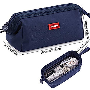iSuperb Large Capacity Pencil Case Portable Zipper Pencil Pouch Bag Organizers Storage Pen Bag Cosmetic Makeup Pouch for Women (Navy Blue)