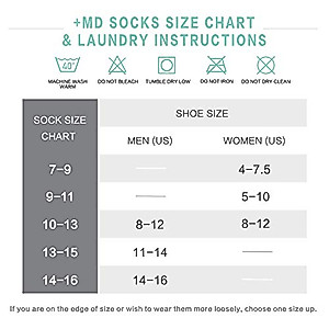 +MD Non-Binding Diabetic Socks for Men Women-6 Pairs Medical Circulatory Crew Socks with Cushion Sole Black 13-15