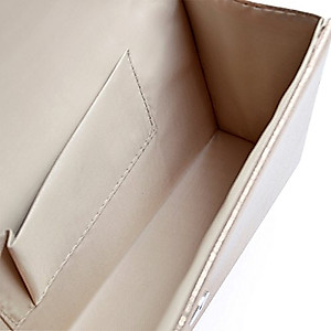 Premium Glitter Front PU Leather Envelope Flap Clutch Evening Bag, Champagne