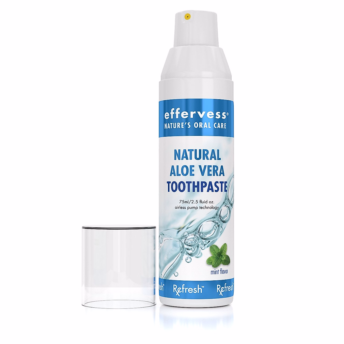 Effervess Rx Refresh Natural Aloe Vera Fluoride Free Toothpaste - Dry Mouth Care - Naturally Soothing & Moisturizing - Freshens Breath & Fights Plaque