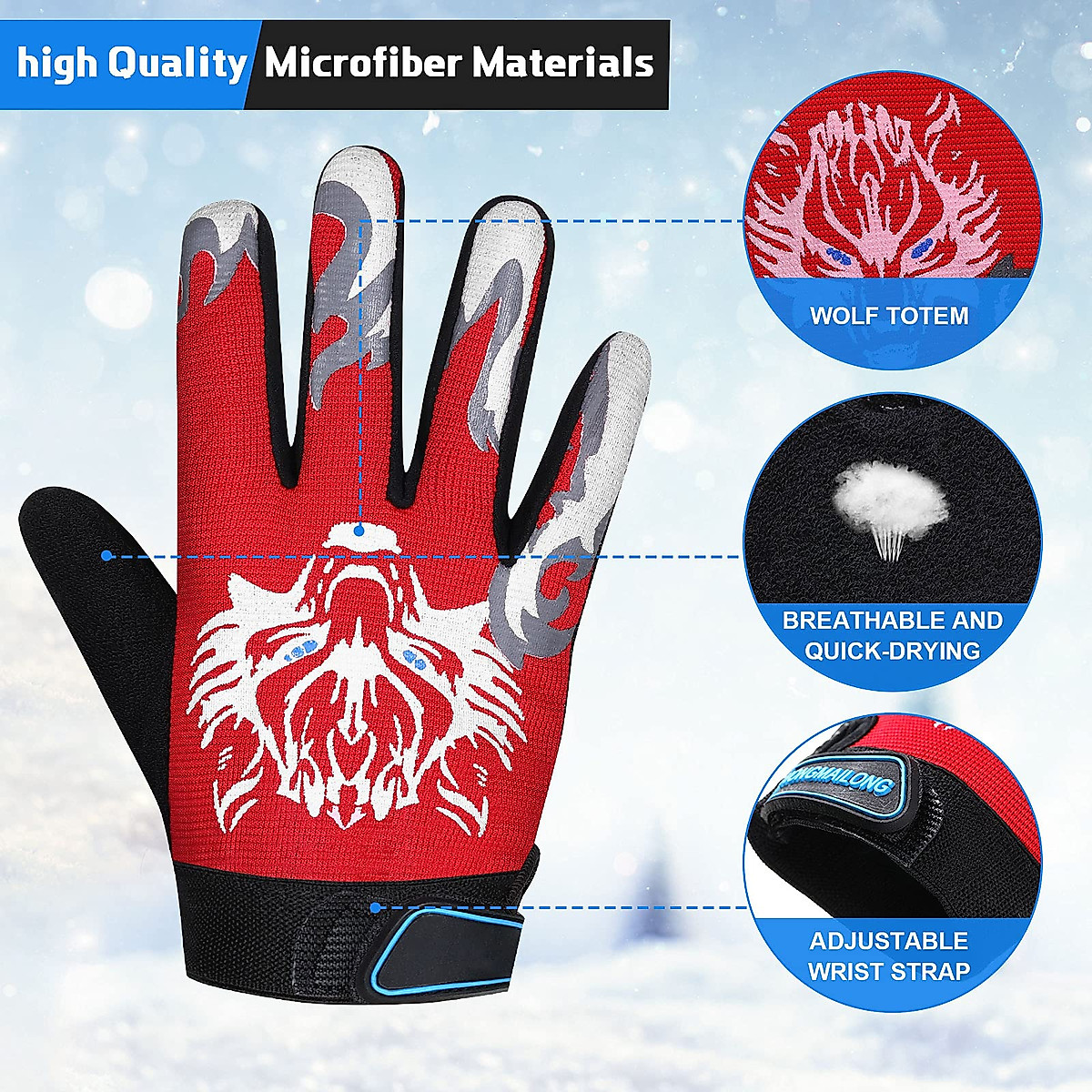 8 Pcs Kids Cycling Gloves Boys and Girls Youth Full Finger Bike Gloves Children Mountain Bicycle Gloves Bulk Warm Sport Gloves Nonslip Toddler Fishing Gloves for Outdoor Sport Climbing Football