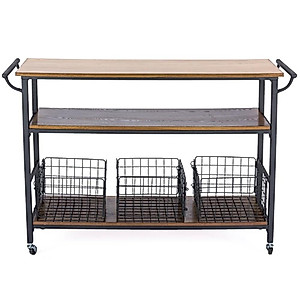 Baxton Studio Lancashire Wood and Metal Kitchen Cart, Brown