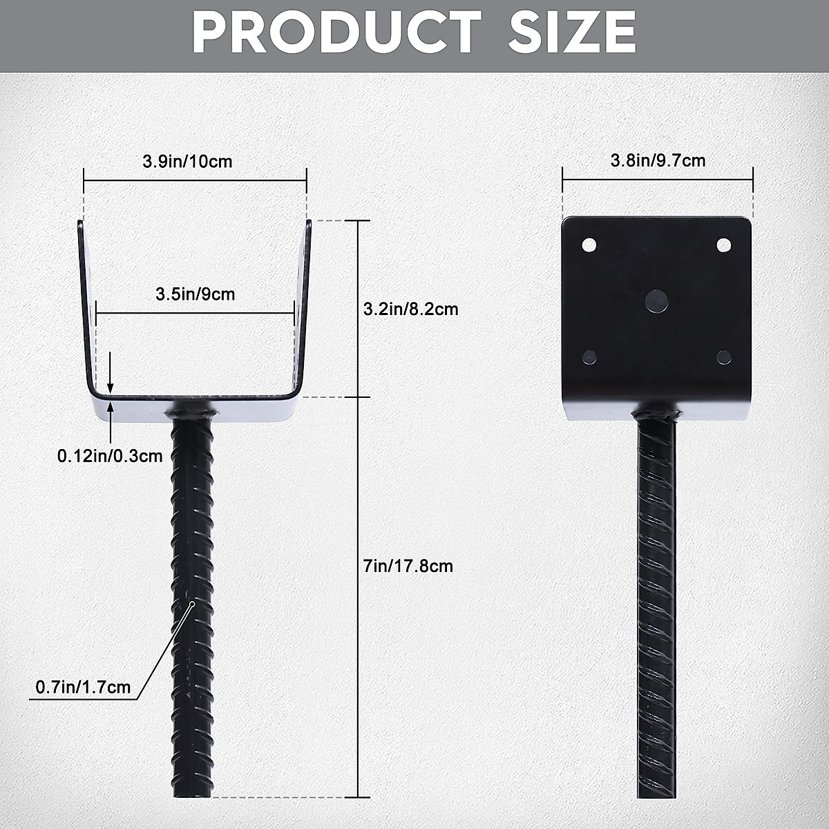 XYADX Concrete Fence Post Base 4x4 inches 4 Pack, Fence Post Anchor Holder Pergola Brackets