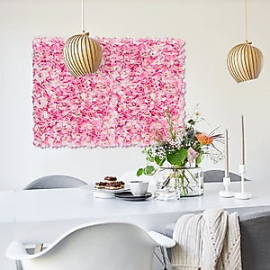 Flower Wall Panel Set, U'Artliens Artificial Wall Flower Backdrop 24x16 Inch 3D Silk Hydrangea Rose Floral Panel for Photo Background Home Party Wedding Backdrop Decoration (4pcs, Pink)