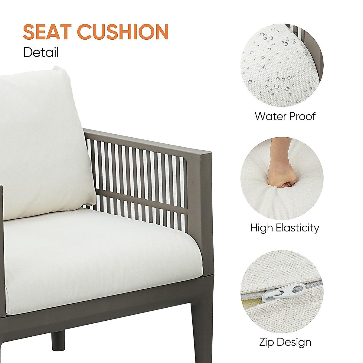 Werph 3 Pieces Patio Furniture Set, Outdoor Furniture Patio Set with Washable Cushions Balcony Furniture Patio Chairs Set of 2 Front Porch Furniture Set Small Conversation Sets for Lawn Garden