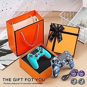 ASLDPUO 2 Pack Wireless Controller Compatible with PS4/Slim/Pro/Playstation 4, with USB Cable/Dual Vibration/6-Axis Motion Control/3.5mm Audio Jack/Multi Touch Pad