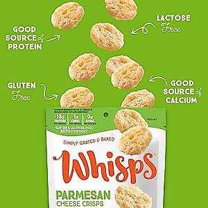 Whisps Cheese Crisps Parmesan Cheese | Protein Chips | Healthy Snacks | Protein Snacks, Gluten Free, High Protein, Low Carb Keto Food (2.12 Oz, 3 Pack)