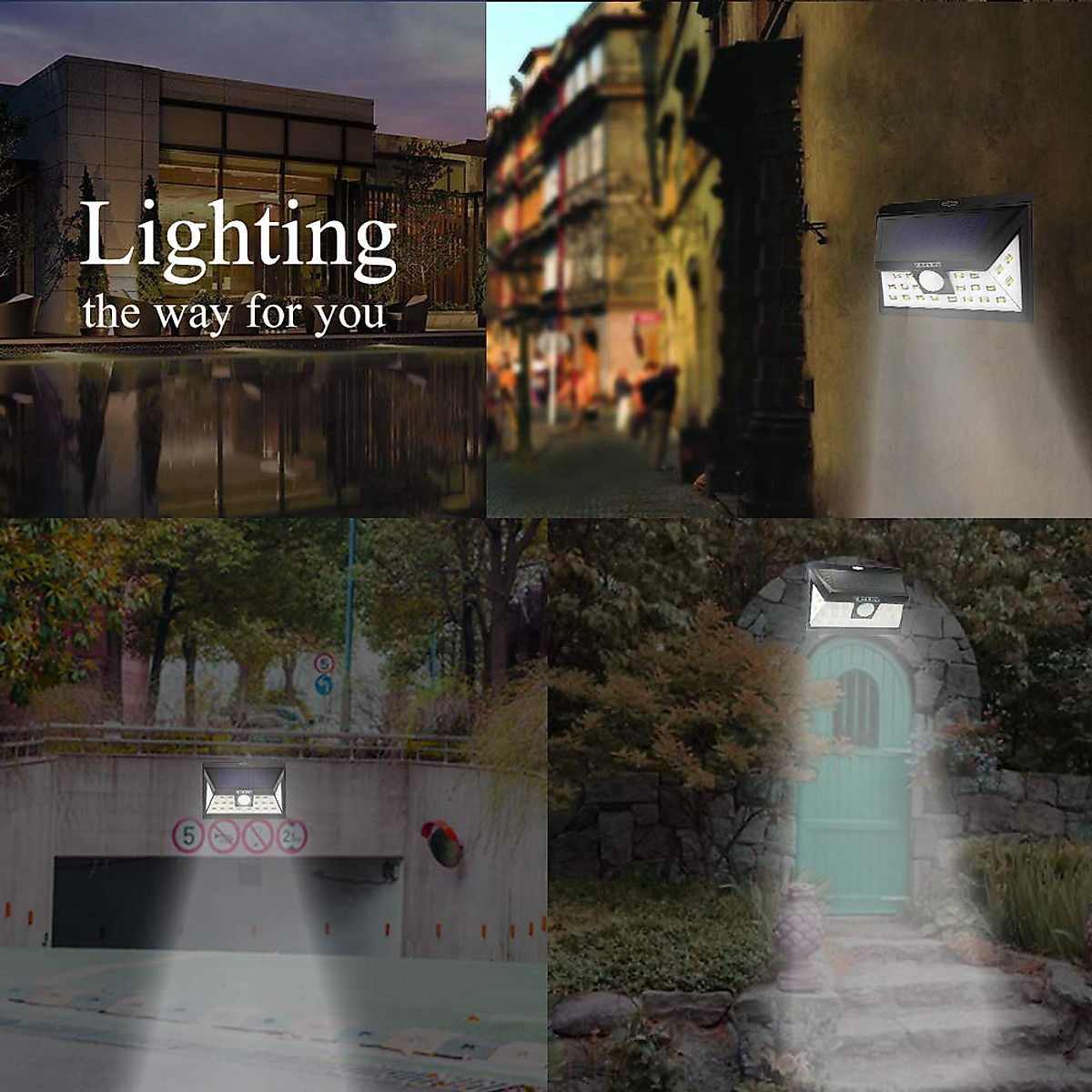 9CGOGO Solar Lights Outdoor,Motion Sensor Solar Lights with Wide Lighting Area,24 LEDs Waterproof Security Lights for Back Yard,Driveway,Garage,Front Door,Garden and More