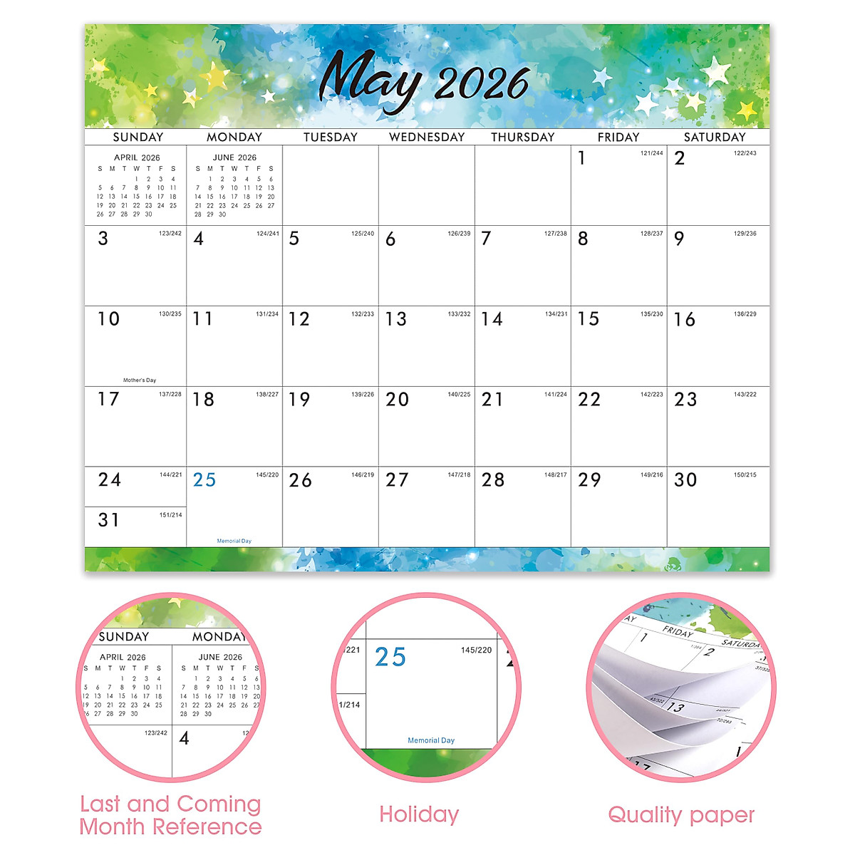 Magnetic Calendar 2025-2026 - JUL 2025 - DEC 2026, Calendar 2025-2026, Magnetic Monthly Calendar, 8" x 10", Tear-off Pad, 18 Months Calendar 2025-2026